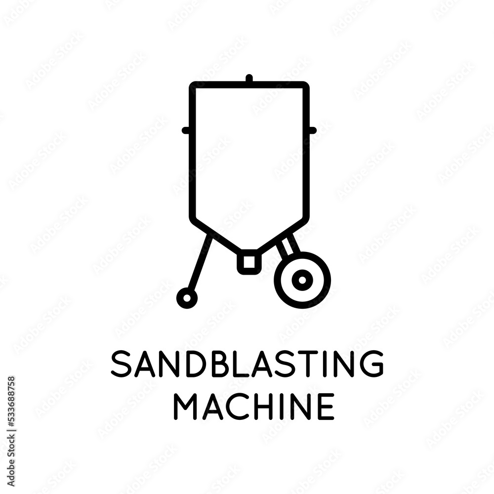 Sandblasting Machine Icon. Capacity for abrasive. Rust removal, metal ...