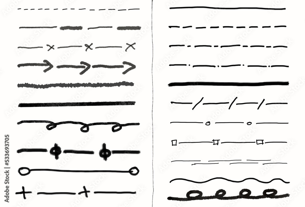 Collection of freehand illustrations of various types of strokes ...