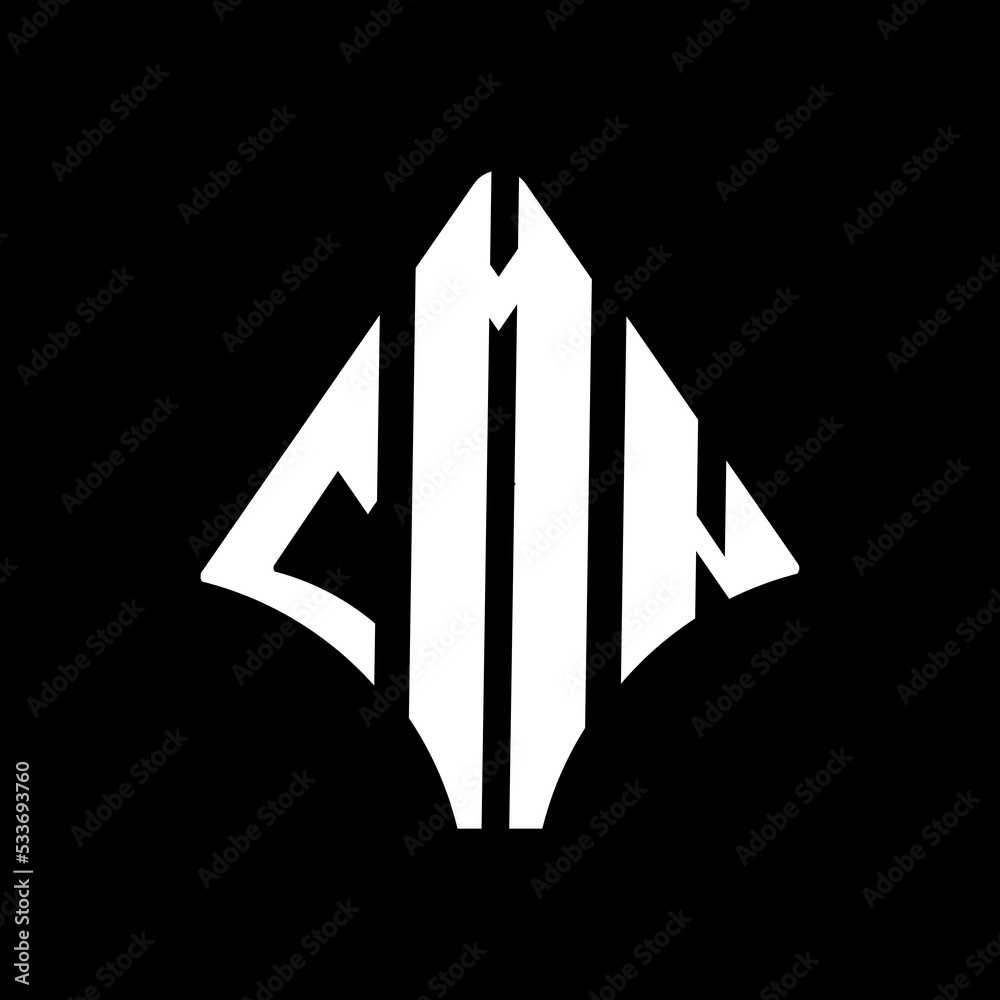 CMN letter logo design. CMN modern letter logo with black and white ...