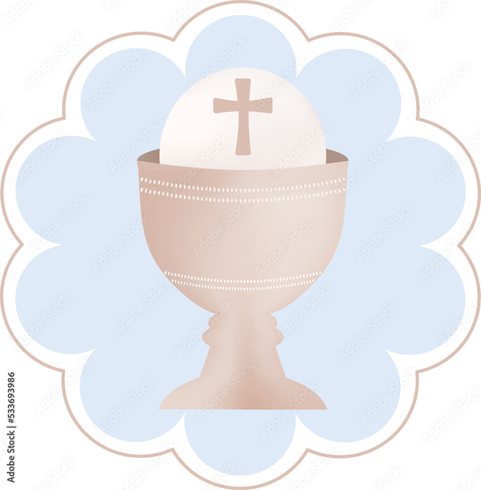 First Holy communion sacred chalice, design for a boy communion Stock ...