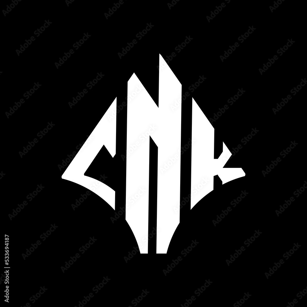 CNK letter logo design. CNK modern letter logo with black and white ...