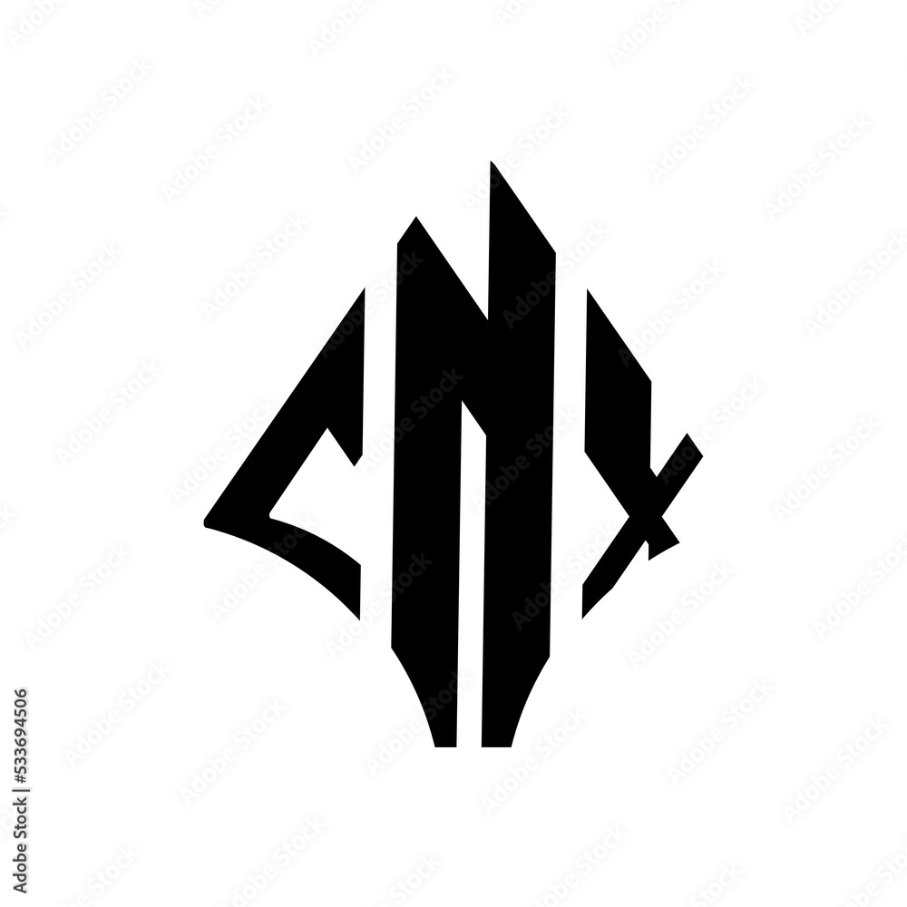 CNX letter logo design. CNX modern letter logo with black and white ...