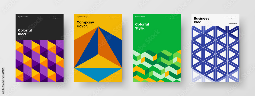 Vivid front page A4 vector design concept collection. Isolated mosaic ...