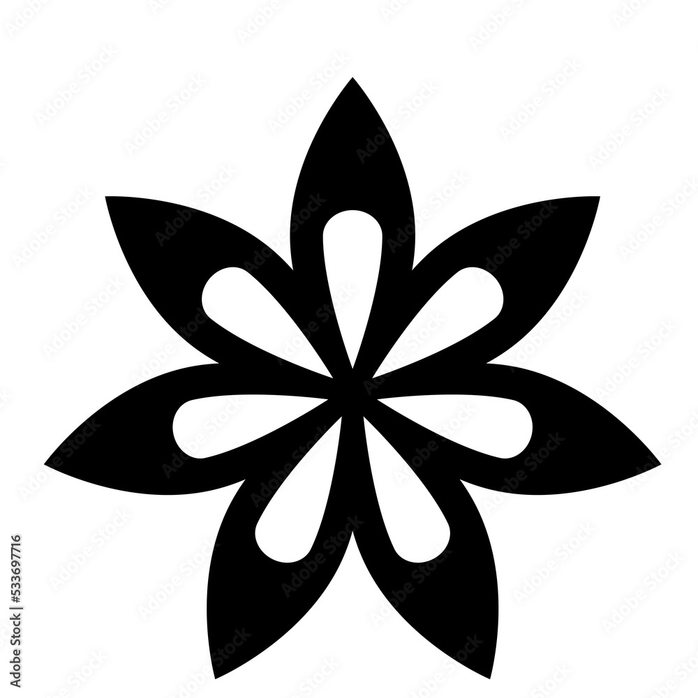 Flower ornament, symbol in black color. PNG with transparent background ...