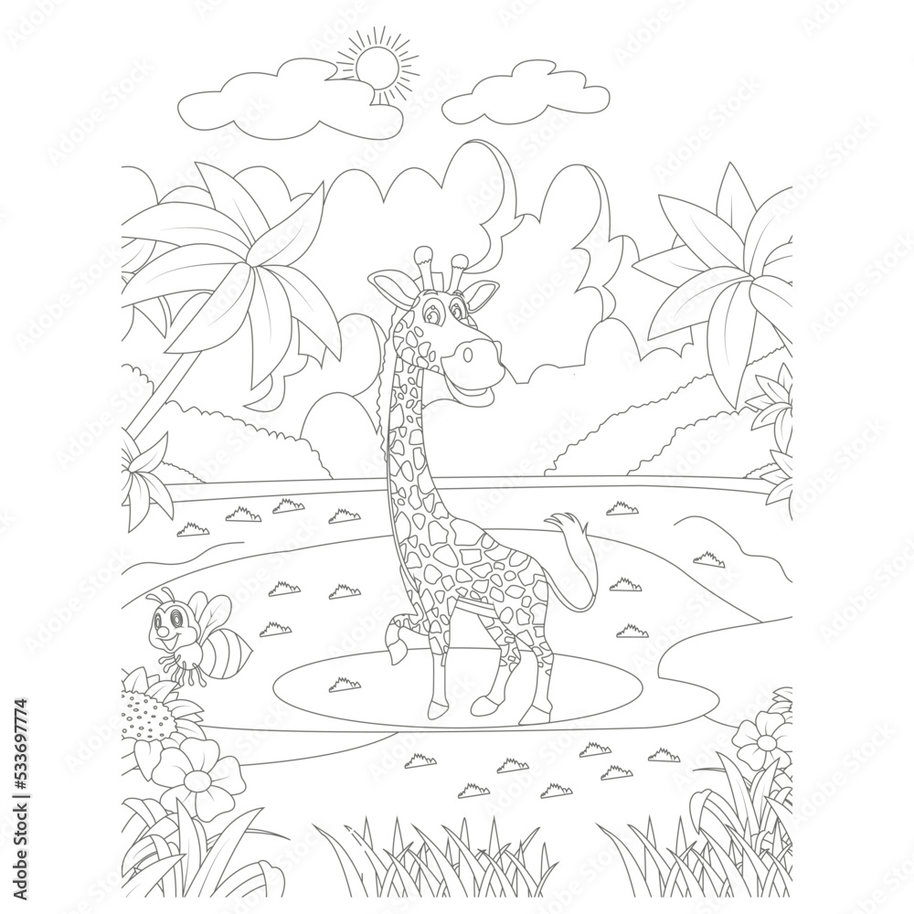 funny animal coloring page for kids Stock Vector | Adobe Stock