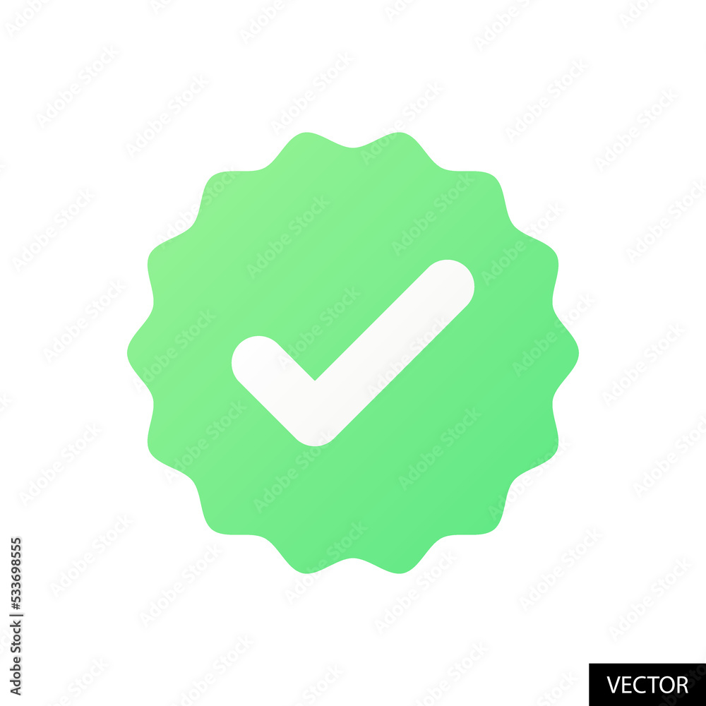 Vecteur Stock Green Verified tick or Valid seal vector icon in flat ...