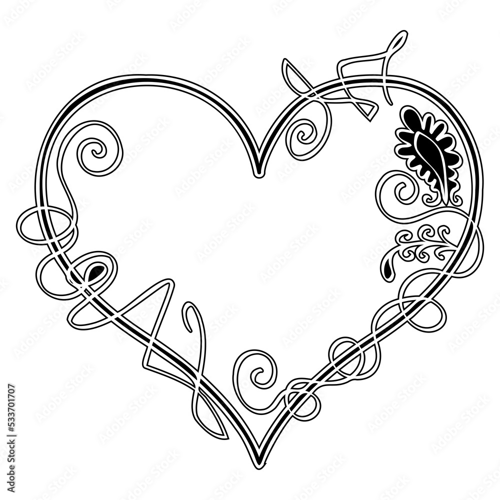 Heart frame in black color for your design. PNG with transparent ...