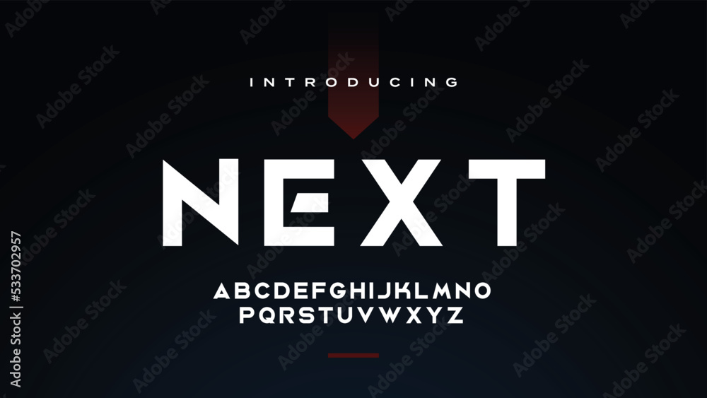 NEXT Sports minimal tech font letter set. Luxury vector typeface for ...