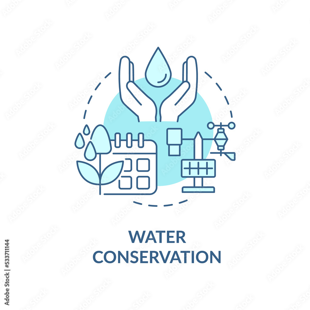 Water conservation turquoise concept icon. Drip irrigation abstract ...