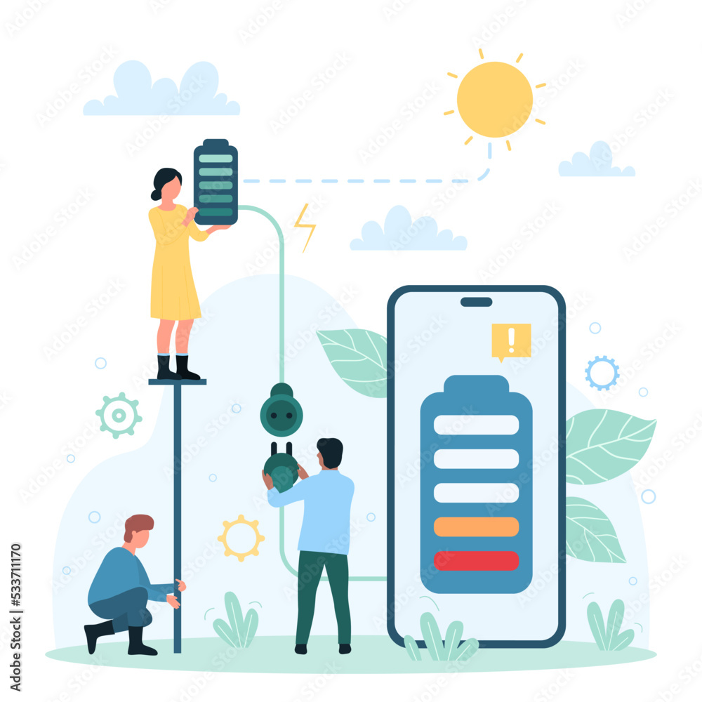 Solar energy for electricity generation vector illustration. Cartoon ...