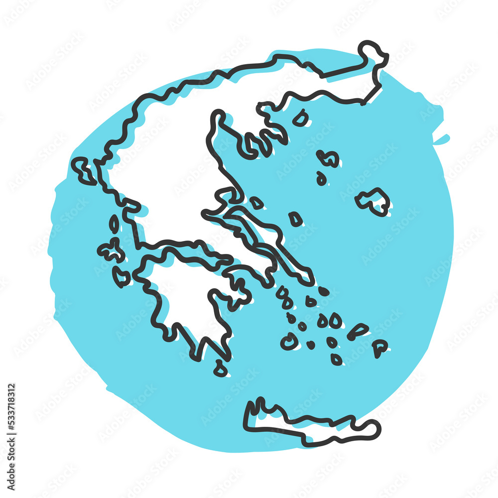 Greece Map Traditional Doodle. Icons Sketch Hand Made. Design Vector ...