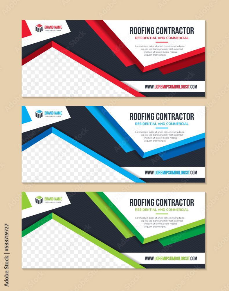 web page banners template design with headline is roofing contractor ...
