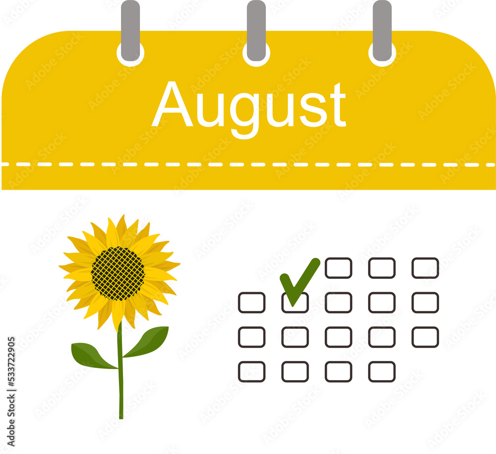 August calendar icon with pattern isolated on transparent background ...