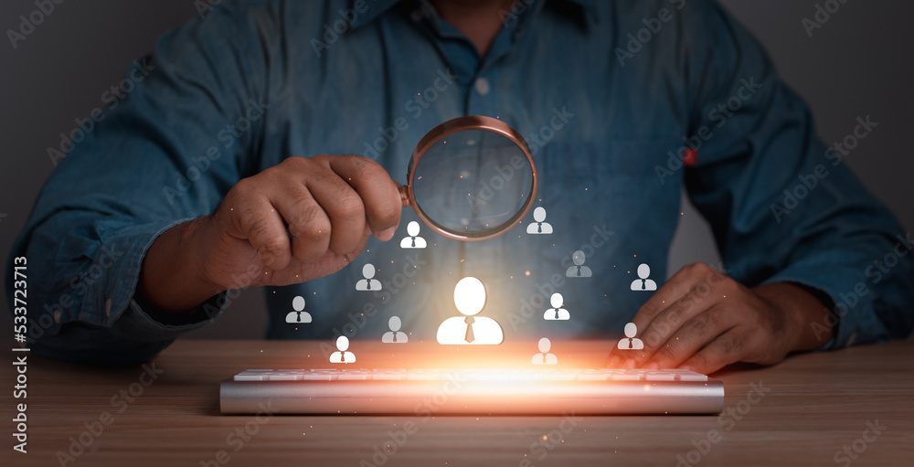 Human Resources uses Magnifier glass to search and select job ...