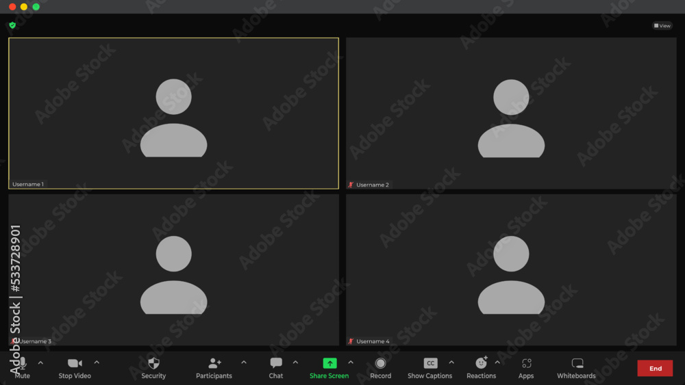 Online video call interface template with user icon. Application for ...