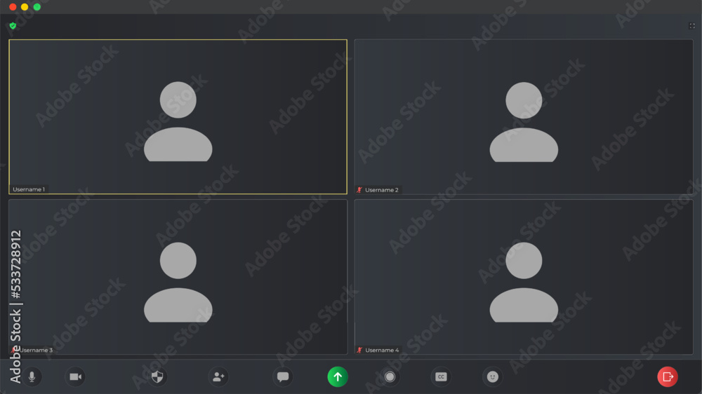 Online video call interface template with user icon. Video calls window overlay. Video ...