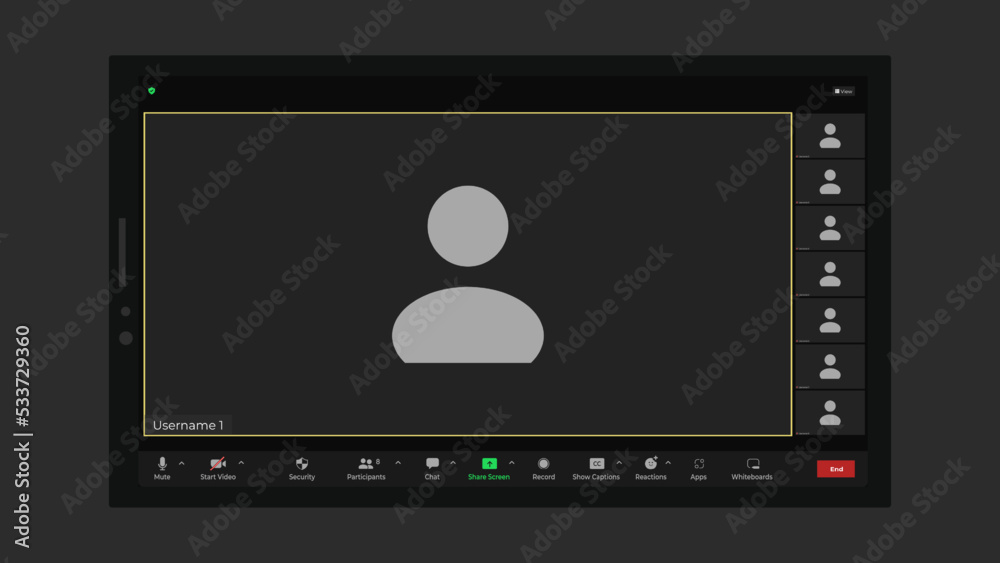 Online video call interface template with user icon. Application for ...
