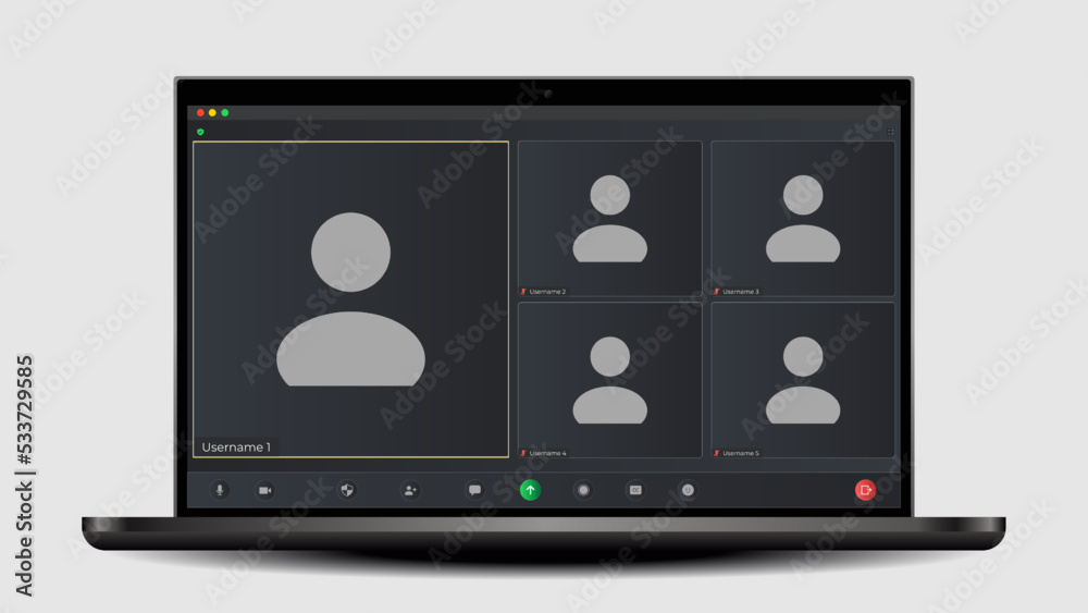Video conferencing user interface. Video calls window overlay. Video ...
