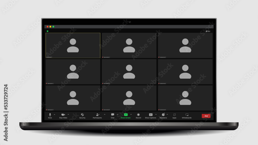 Video conference user interface. User web video call window. Call ...