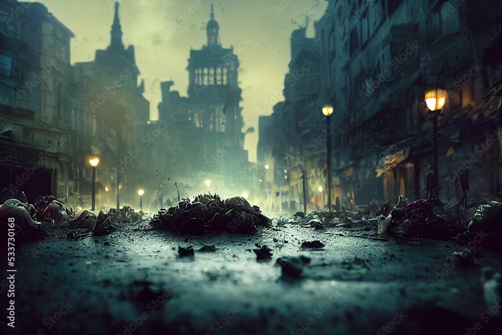 Big rats invasion on streets at night. Groups of mouses run on urban ...