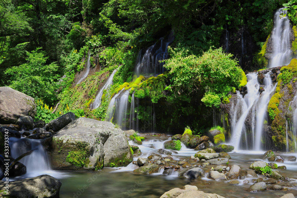 Doryu Waterfall and Mountain Stream at the foot of Mt. Yatsugatake ...