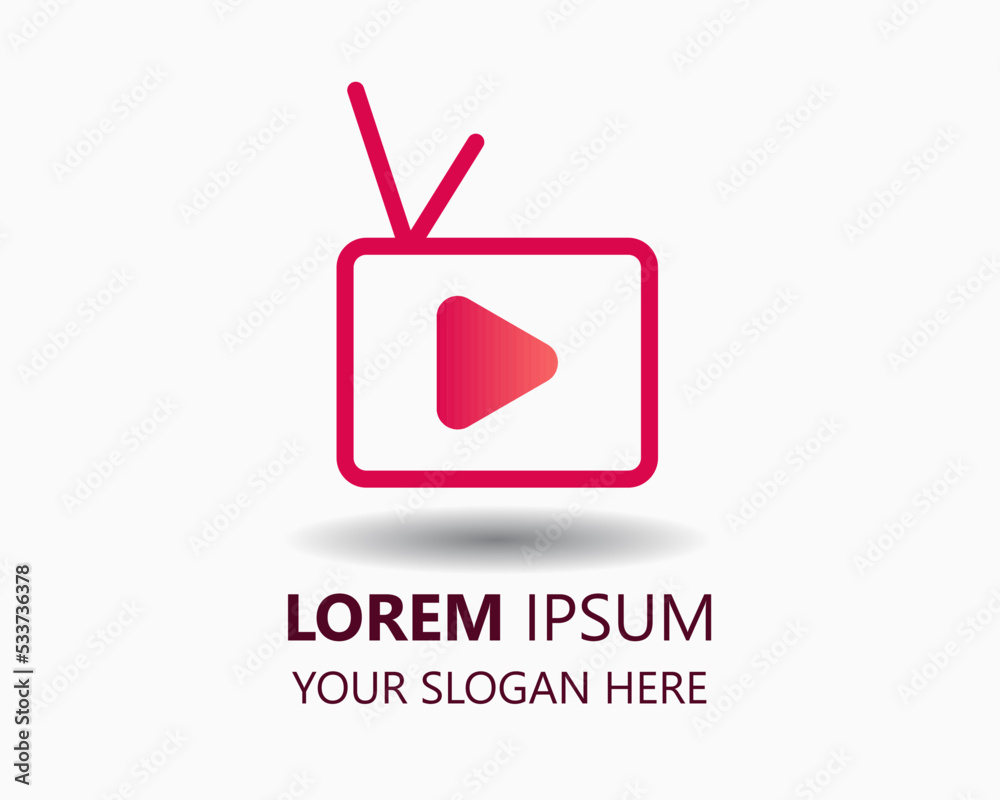 play logo design template. simple modern style logo. play illustration ...