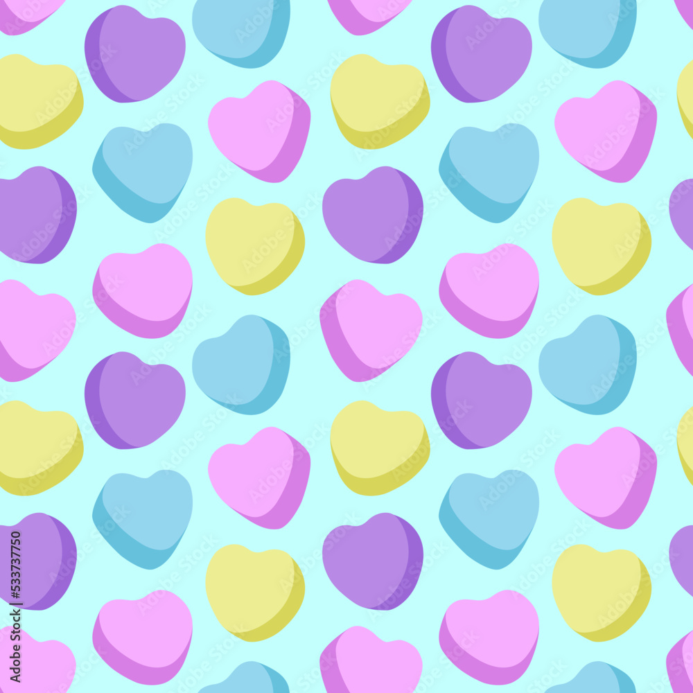 Candy heart seamless pattern, simple, pastel color, valentine, sweet ...