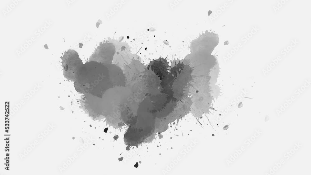 Ink splatters transition animation. Ink brush stroke transition. Ink ...