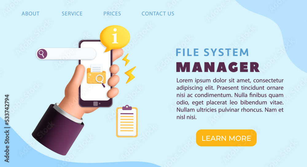 3d vector file system manager service web banner and page design banner ...