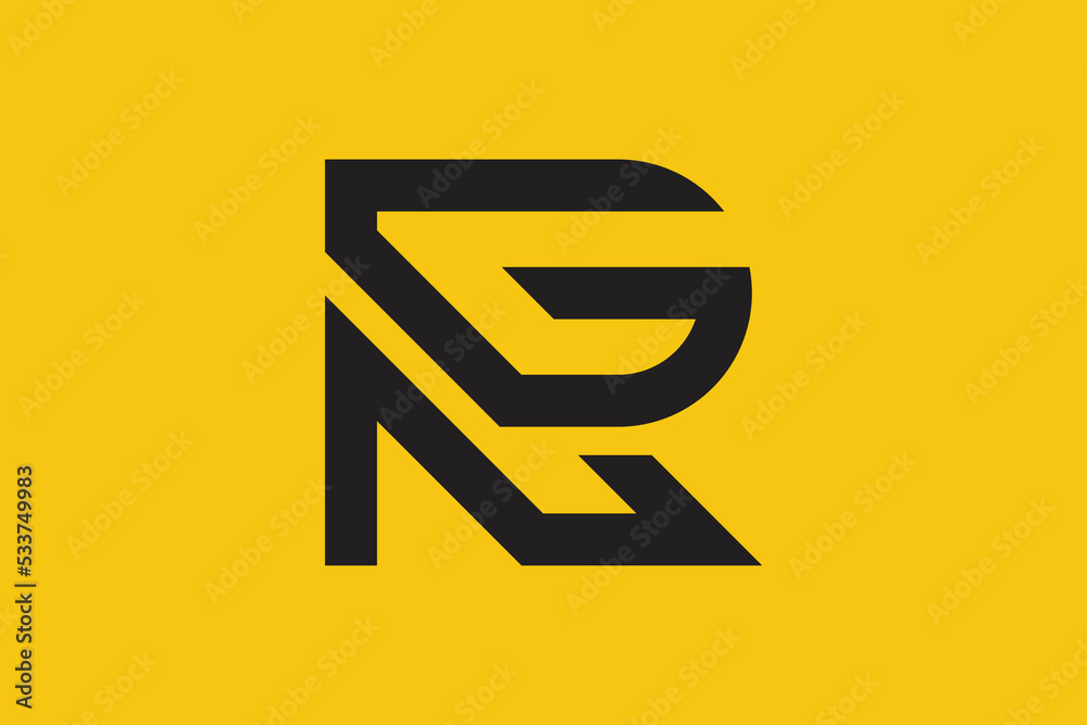 A minimal version of the GR logo. RG letter icon on luxury background ...