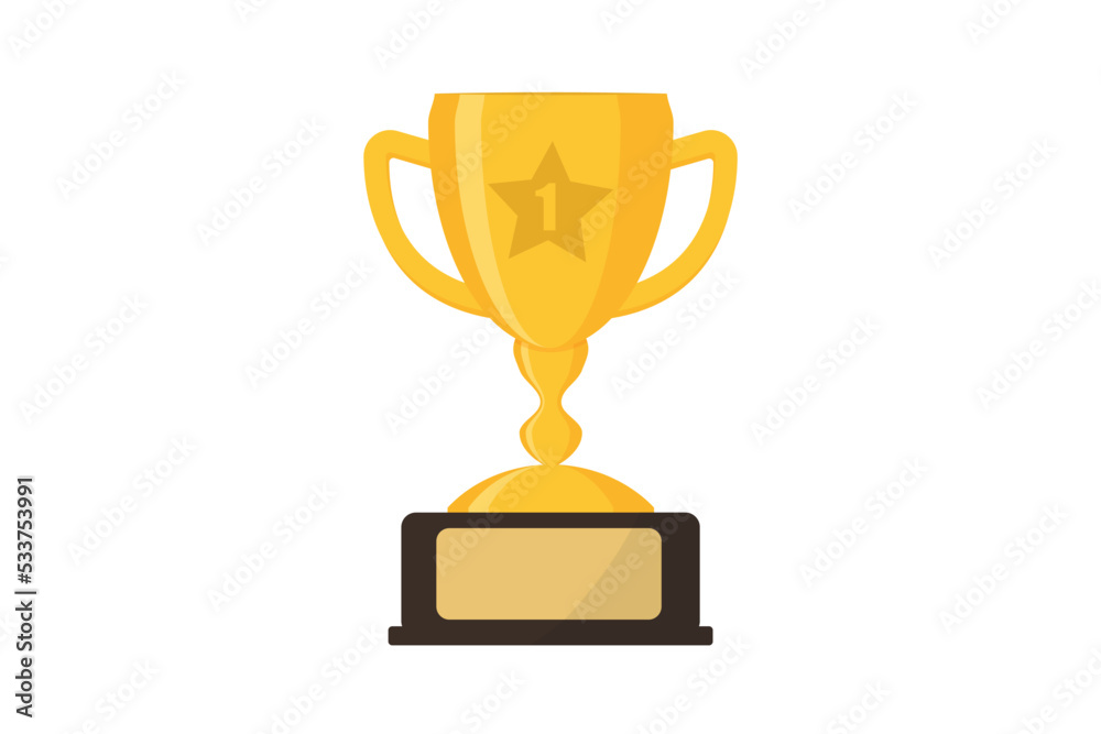 Gold cup, award first place prize, with handles and blank name plate ...