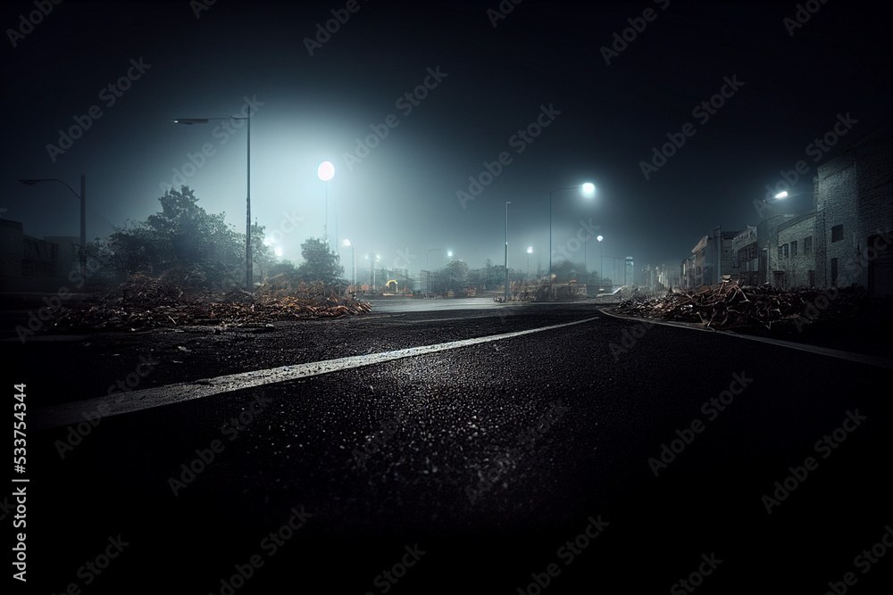Black asphalt road and empty dark street scene background. Cracked ...