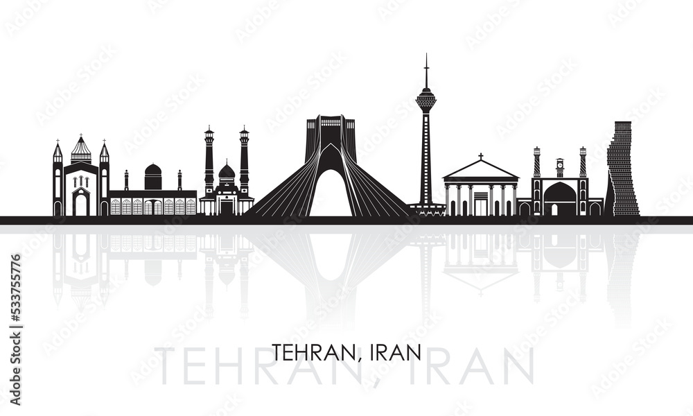 Silhouette Skyline panorama of city of Tehran, Iran - vector illustration Stock Vector | Adobe Stock