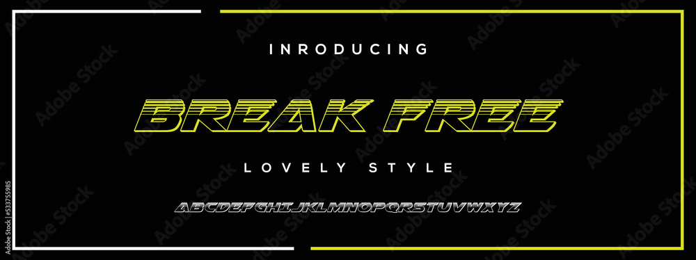 BREAK FREE Sports minimal tech font letter set. Luxury vector typeface ...