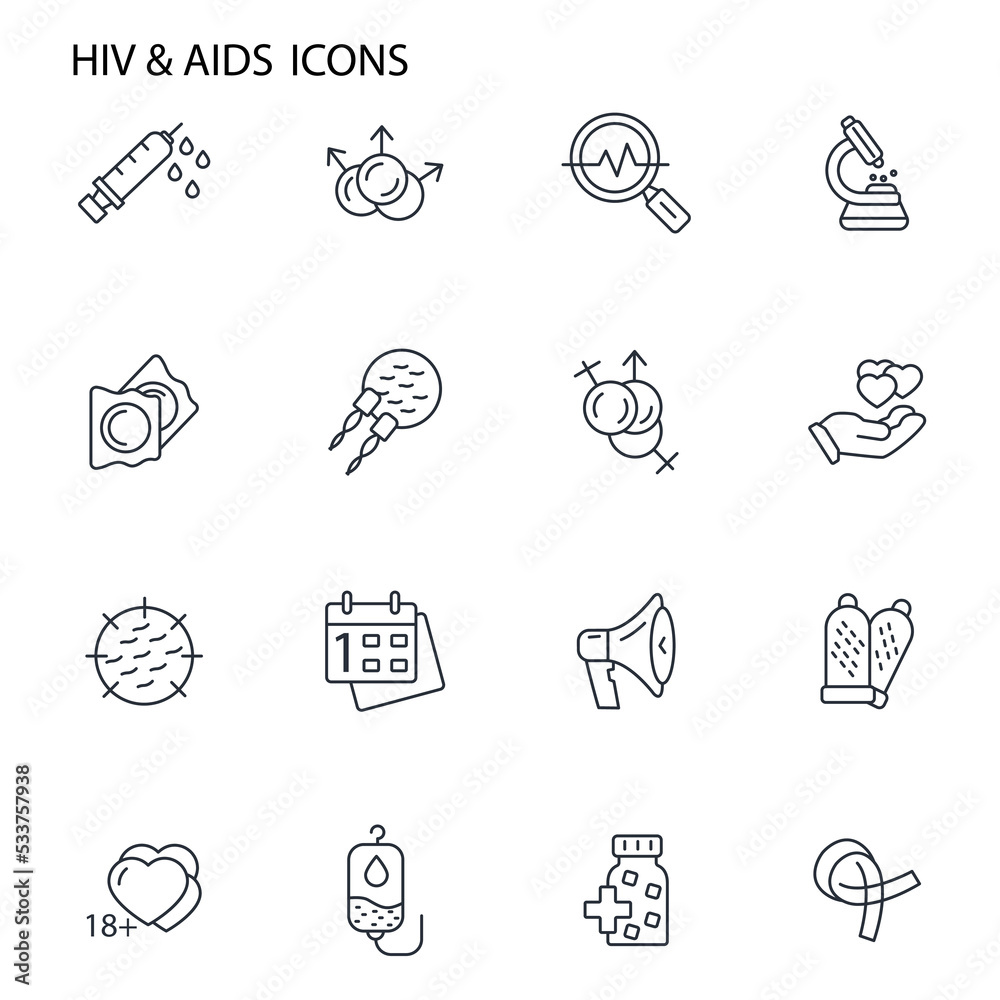 hiv and aids icons set . hiv and aids pack symbol vector elements for ...