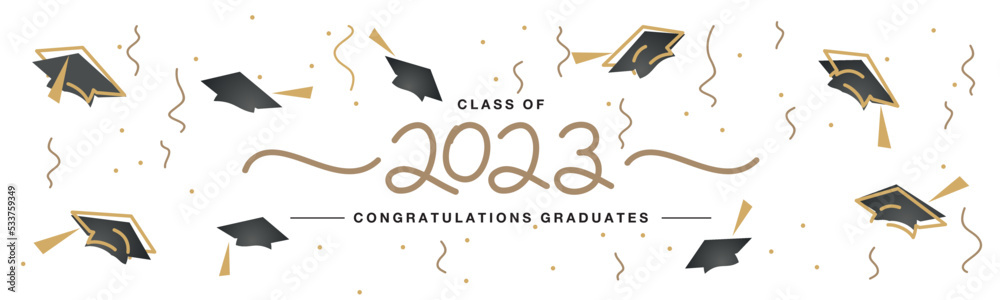 Class of 2023 handwritten typography lettering. Congratulations ...