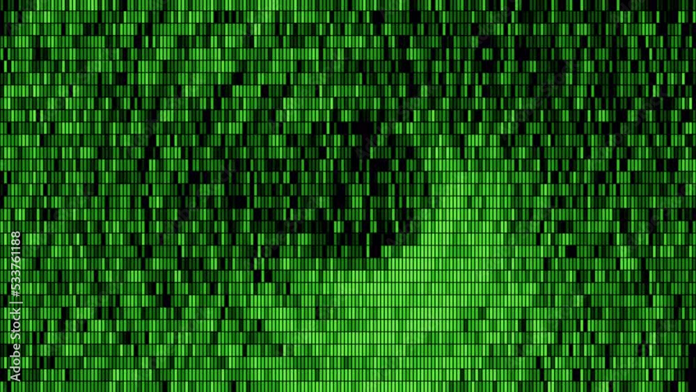 Pixel animation in matrix style. Motion. Moving circles on matrix-style ...