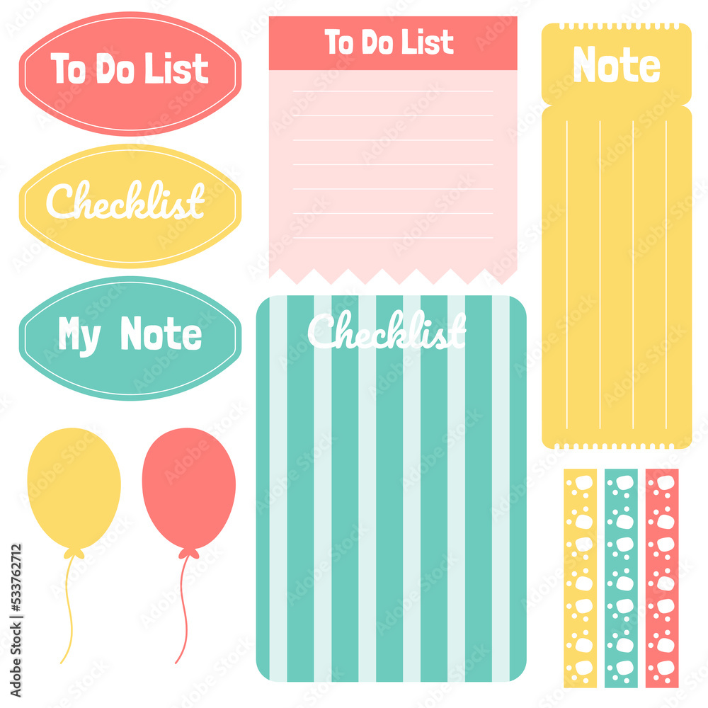 Cute paper notes. Stationary set. Scrapbook notes and cards.Printable ...