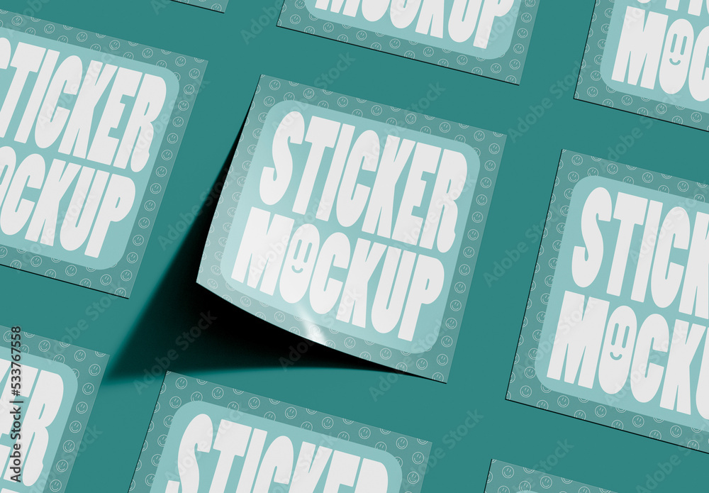 Set of Adhesive Stickers Mockup Stock Template | Adobe Stock