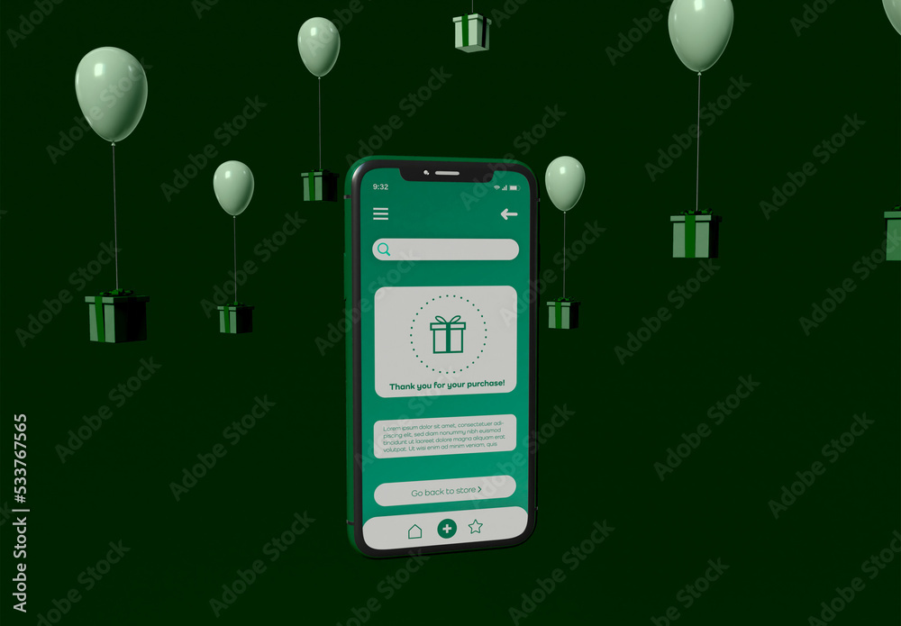 Gift with Smartphone Screen Mockup Stock Template | Adobe Stock