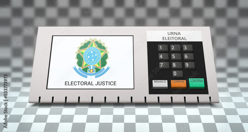The electronic ballot box with numeric keypad. Buttons with braille ...