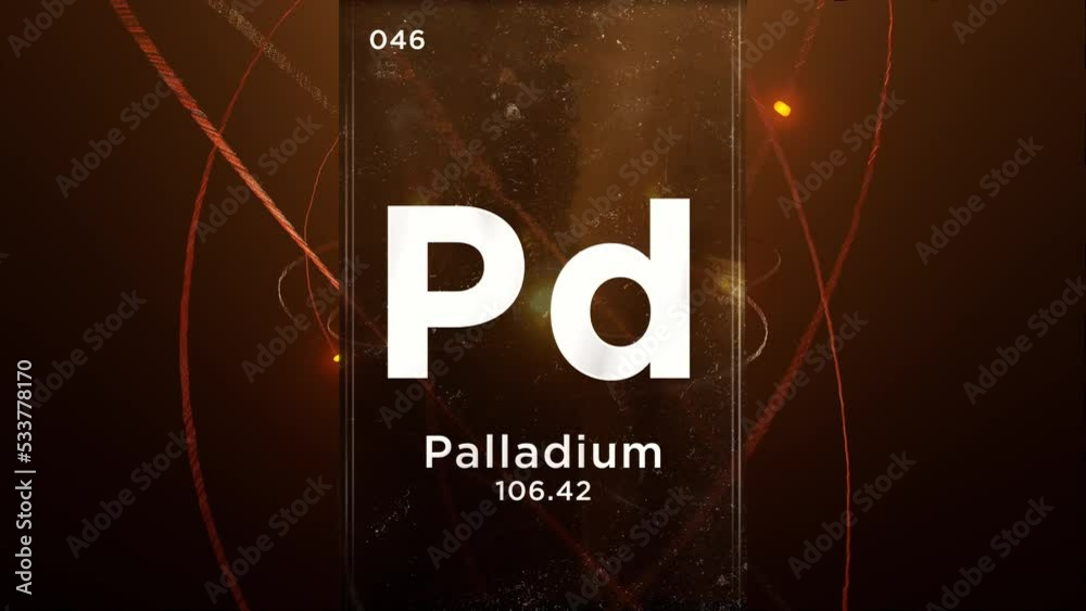 Palladium (Pd) symbol chemical element of the periodic table, 3D ...