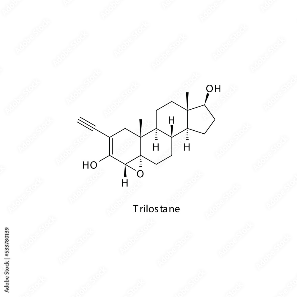 Trilostane molecule flat skeletal structure, Steroidogenesis inhibitor ...