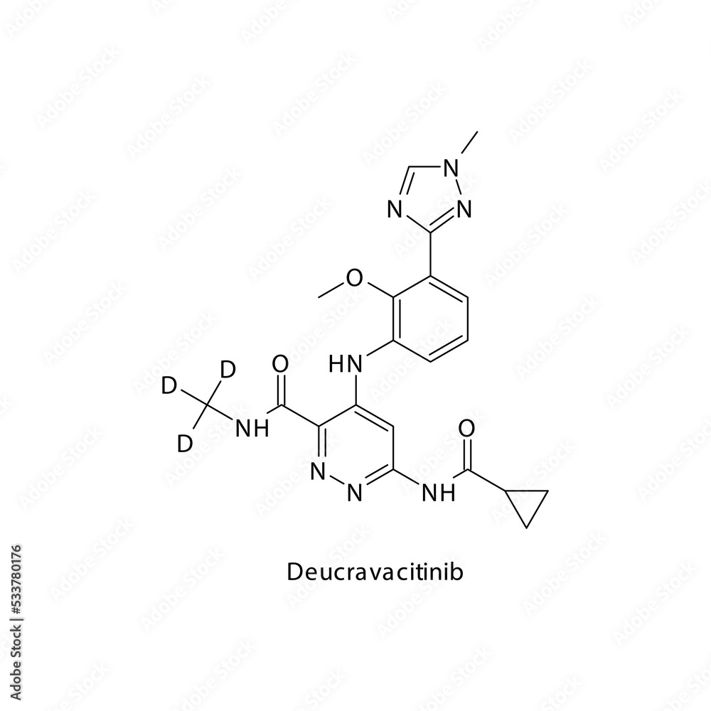 Deucravacitinib molecule flat skeletal structure, Tyrosine kinase - JAK ...