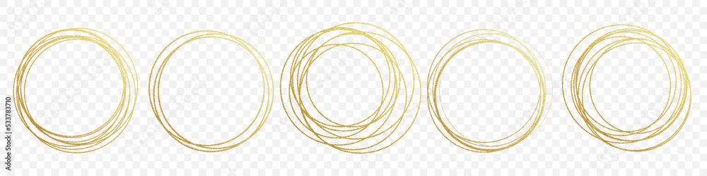 Vektorová grafika „Hand drawn gold circle line sketch set. Vector ... Vektorová grafika „Hand drawn gold circle line sketch set. Vector ...