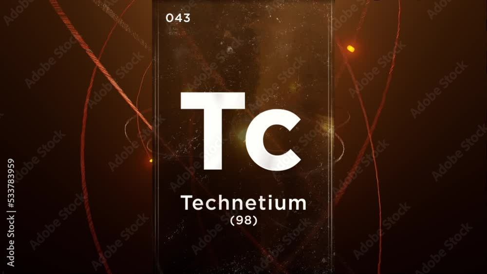 Technetium (Tc) symbol chemical element of the periodic table, 3D ...