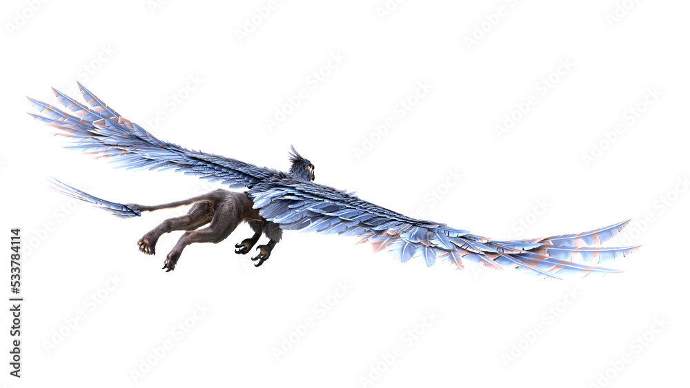 Blue Griffin or griffon a legendary creature with the body of a lion ...