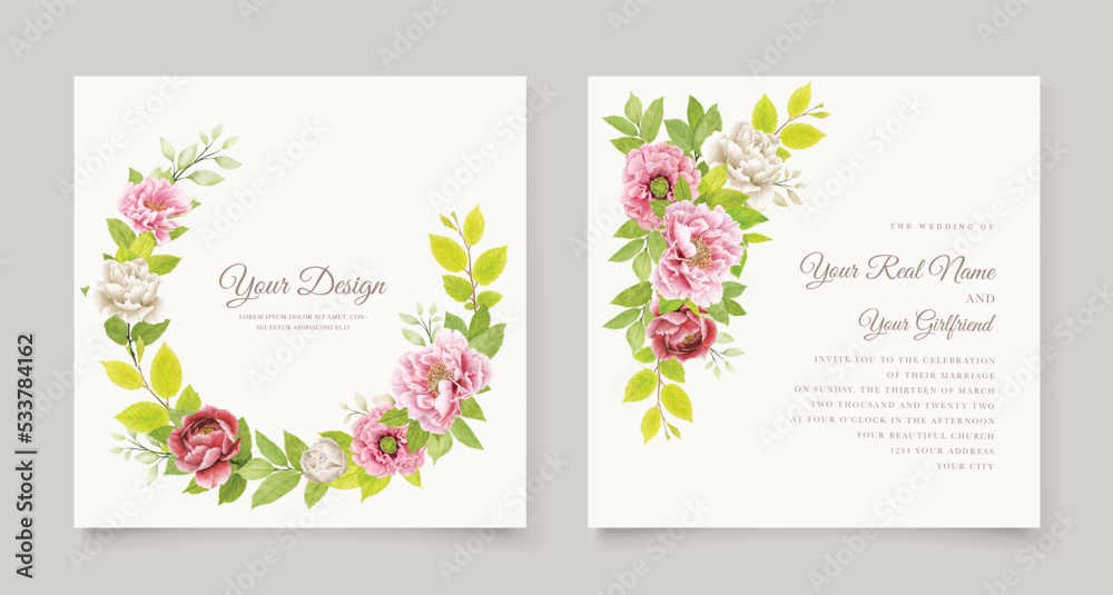 watercolor peonies border and frame background design Stock Vector ...