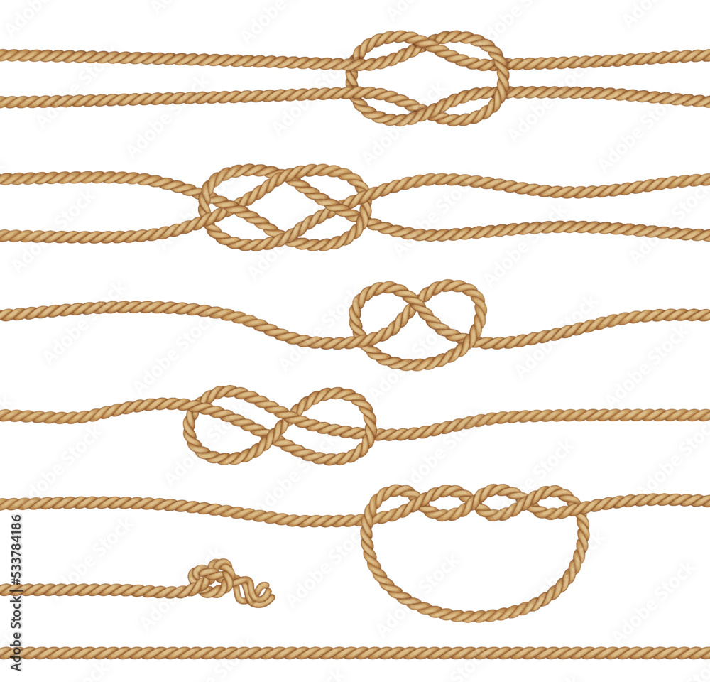 Ropes with loose knots illustration isolated on white background ...
