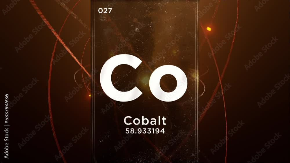 Cobalt (Co) symbol chemical element of the periodic table, 3D animation ...
